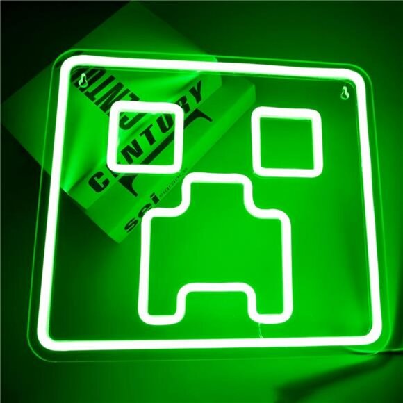 Urban Outfitters | Wall Decor | Neon Led Minecraft Creeper Wall Sign ...